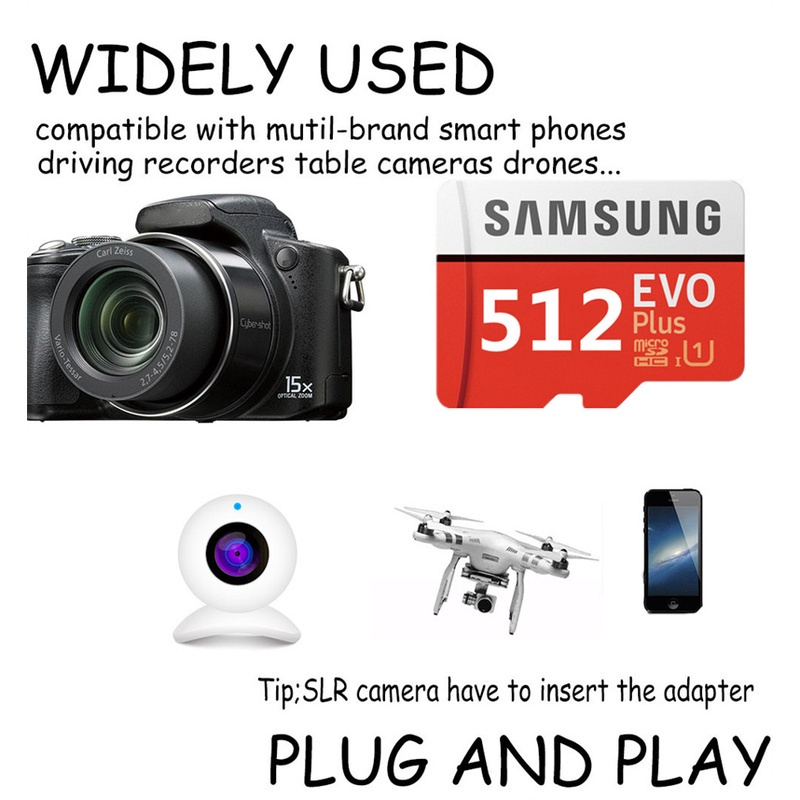 (COD)EVO Plus Micro Sd Card 512GB 256GB 128GB Class 10 UHS-I U3 with ...