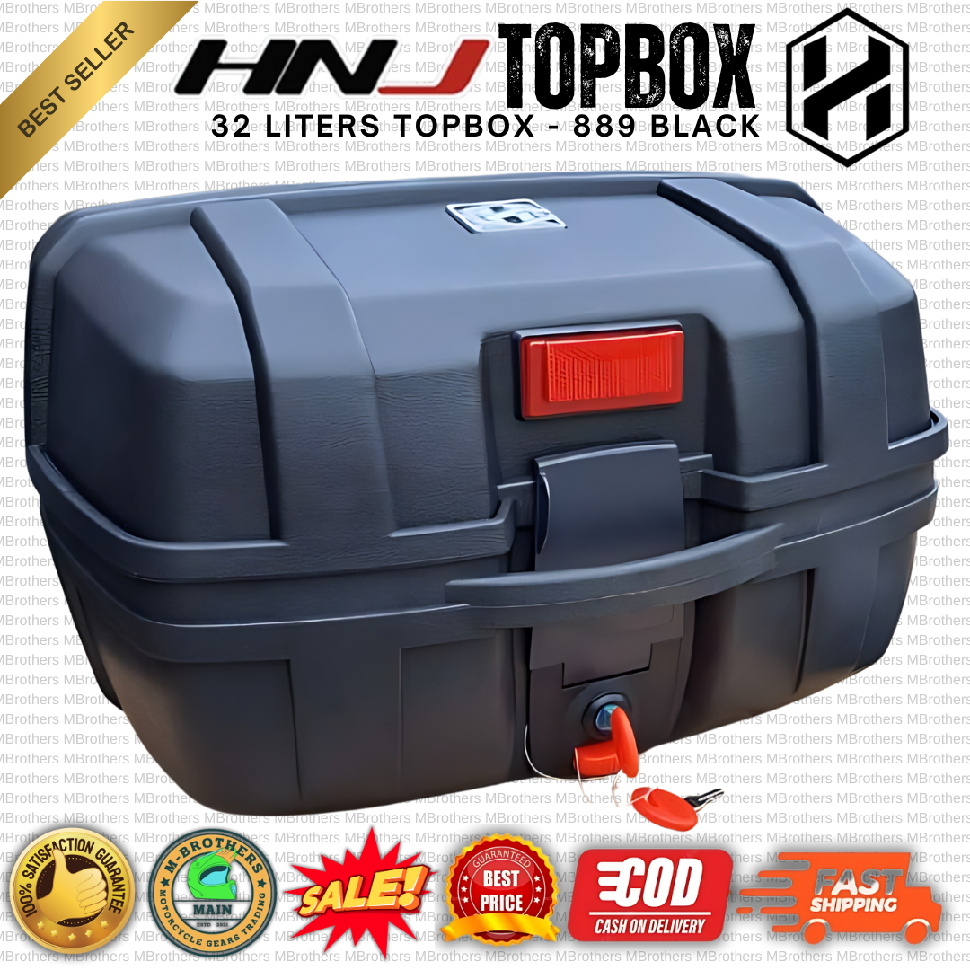 Topbox Only HNJ (889) 32 Liters Hard Plastic Top Box Helmet Compartment ...