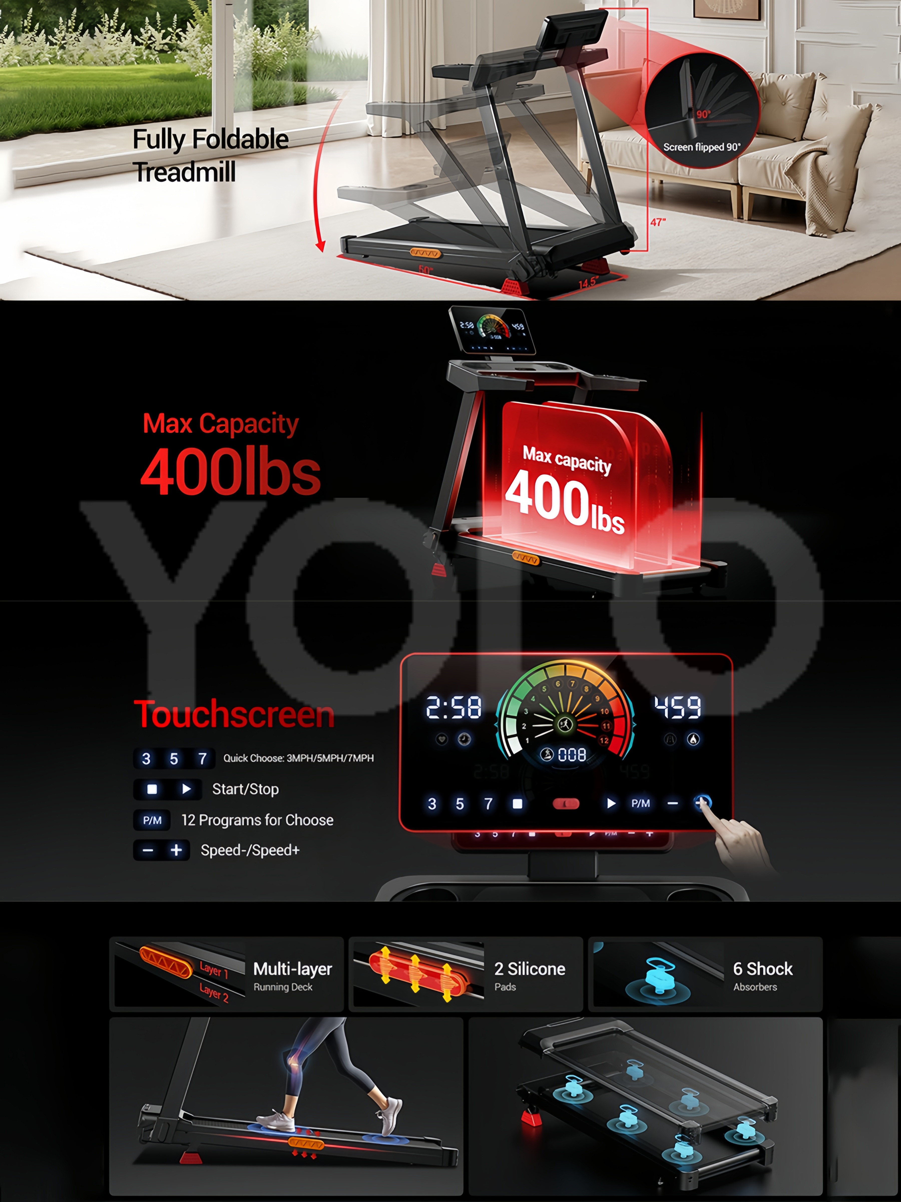 Electric Treadmill Music Heart Rate APP Massager Bluetooth 20km/h ...