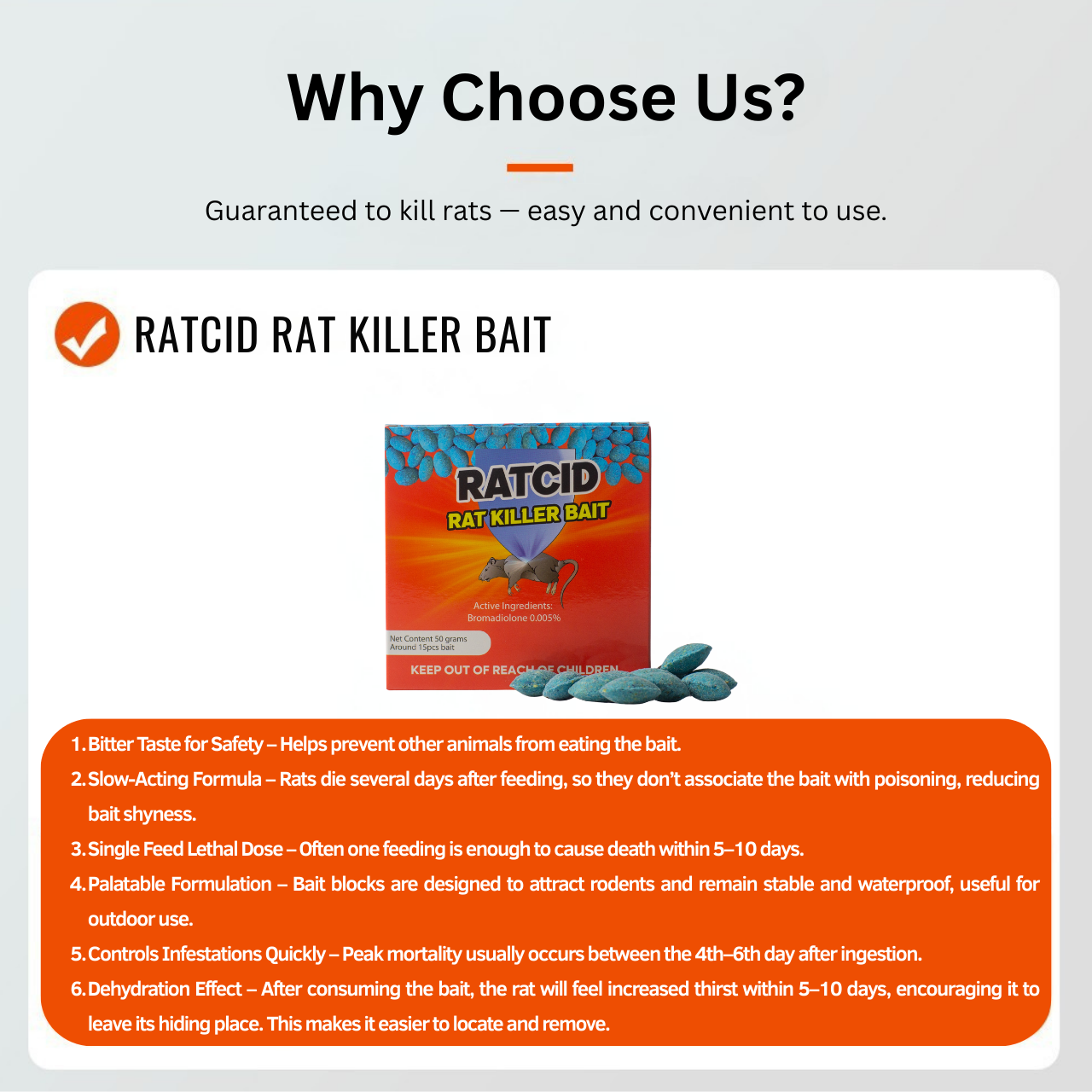 Rat Bait Wax Pill type 50grams around 15pcs Ratcid- Rat Killer, Rat ...