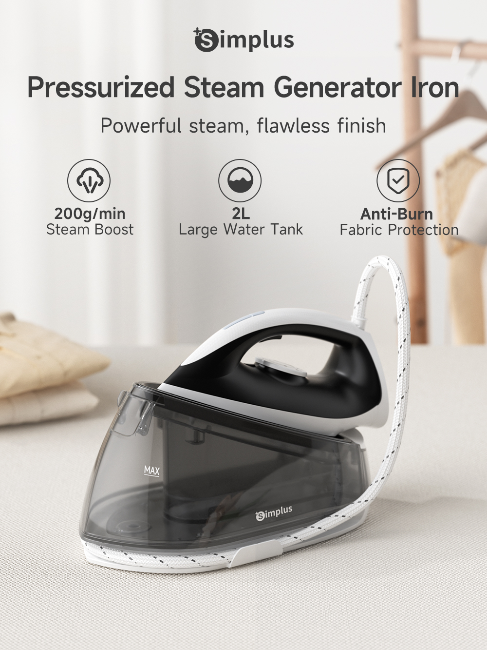 Simplus Iron Steam Steam Generator (Teflon Soleplate 5 Mode Ironing ...