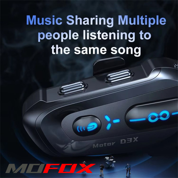 MOFOX D3X Motorcycle Helmet Intercom Headset Music Share Bluetooth ...