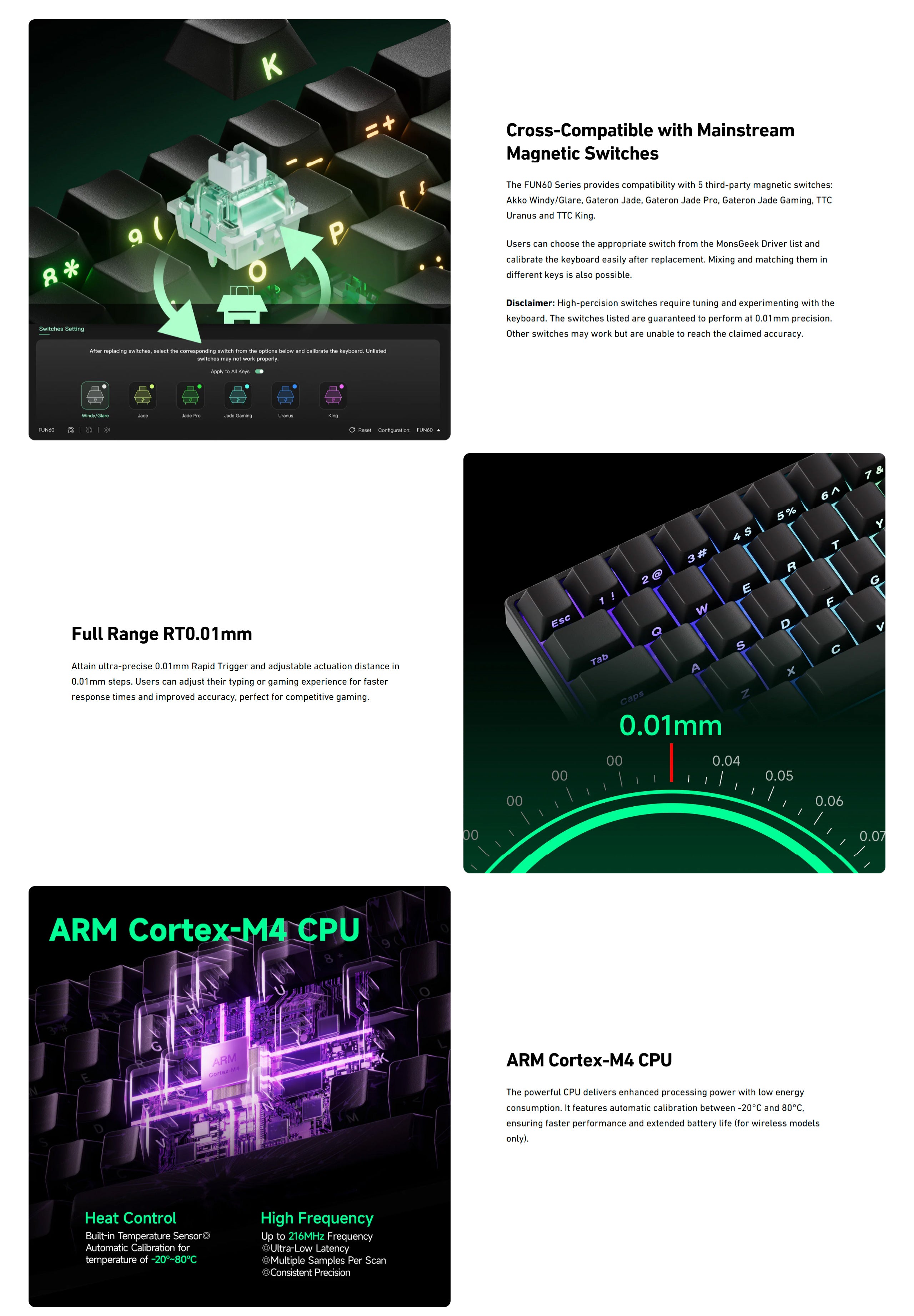 MonsGeek FUN60 Pro SP Shine-Through Black Multi-Mode RGB Mechanical ...