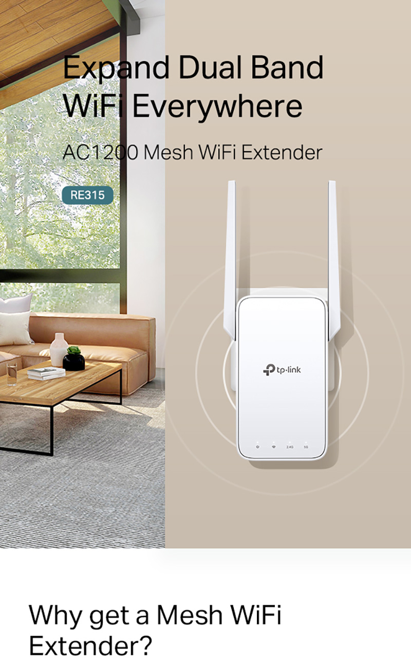 TP-Link | RE315 | AC1200 | EasyMesh | Wi-Fi 5 | Range Extender | WiFi ...