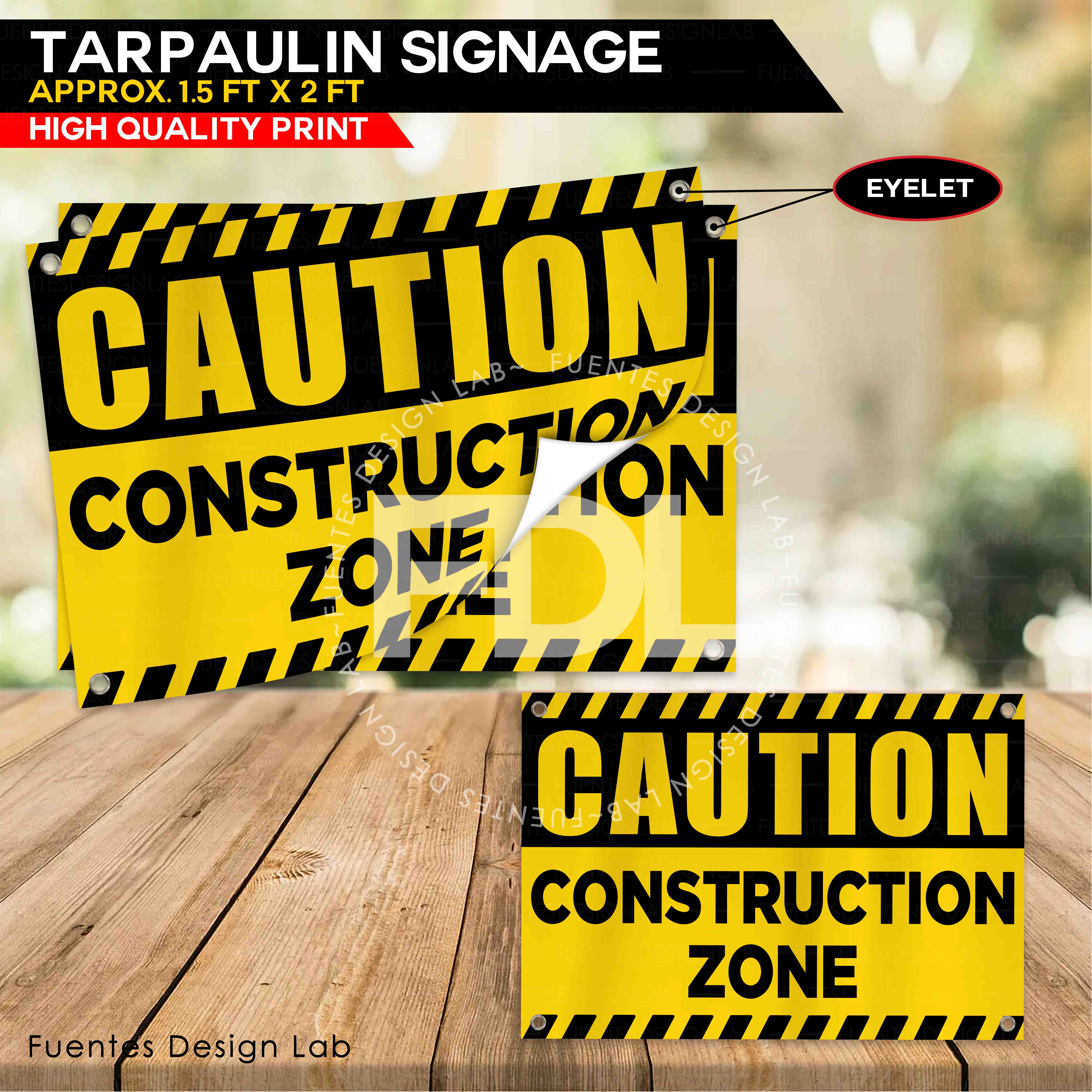 2pcs CONSTRUCTION ZONE Tarpaulin Signage | ROAD Signs | 1.5ft x 2ft ...