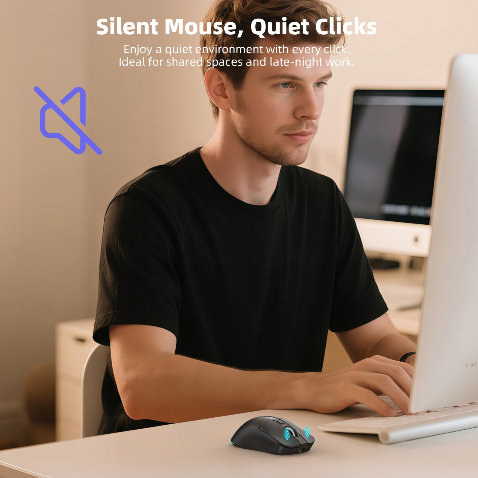 GOOJODOQ Mouse Bluetooth Wireless Wired Lightweight Silent for laptop 4 ...