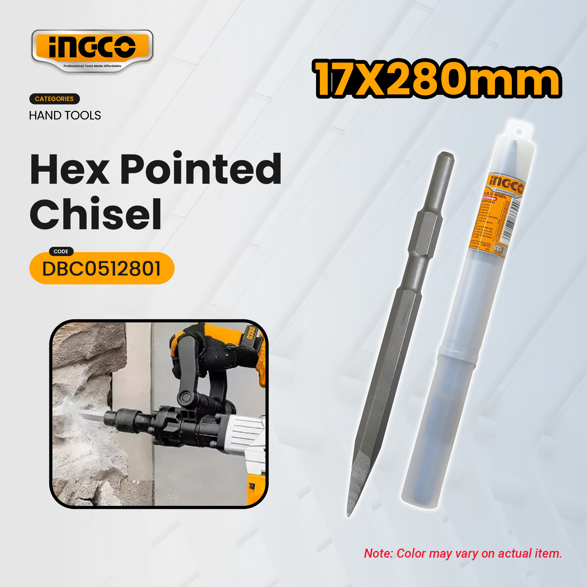 Ingco Sds Hex Chisel Concrete Breaker Demolition Chisel 17x280mm ...