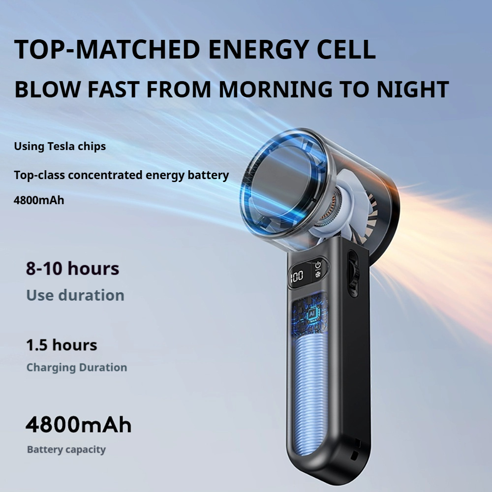 High-speed cooling fan 100 Wind speed adjustment fan 4800mAh Strong ...