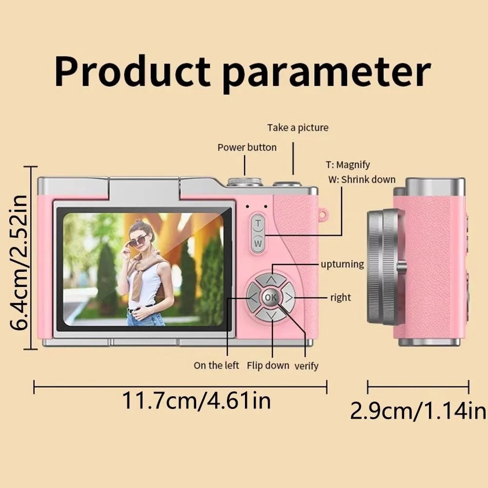 4K Digital Camera For Photography Vlogging 48MP HD Retro Digicam 8X ...