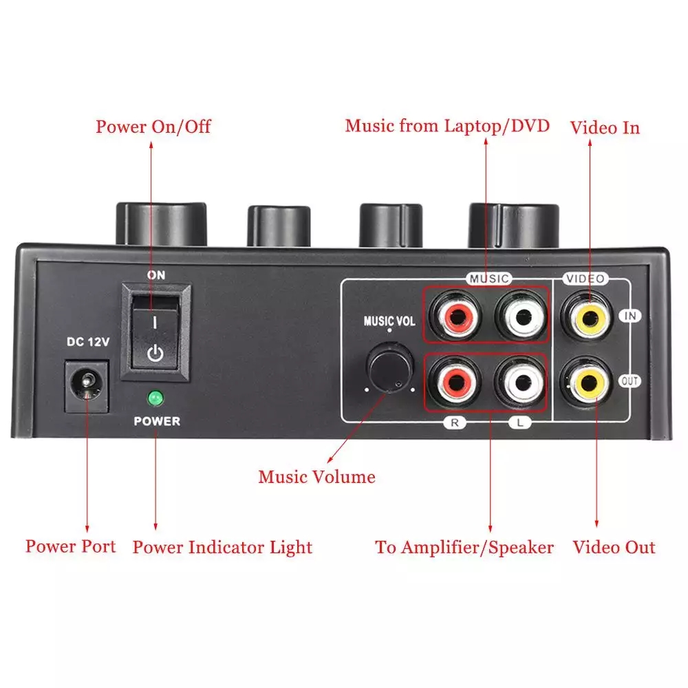 Audio Mixer Amplifier Portable Dual Mic Inputs For Amplifier ...