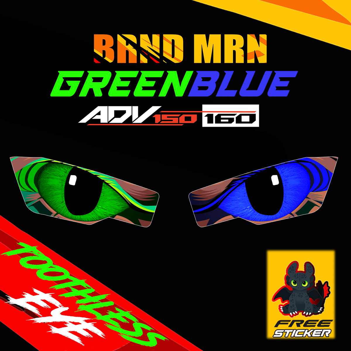 HONDA ADV 150/160 HEADLIGHT TOOTHLESS EYE DECAL STICKER TINT PROTECTOR ...