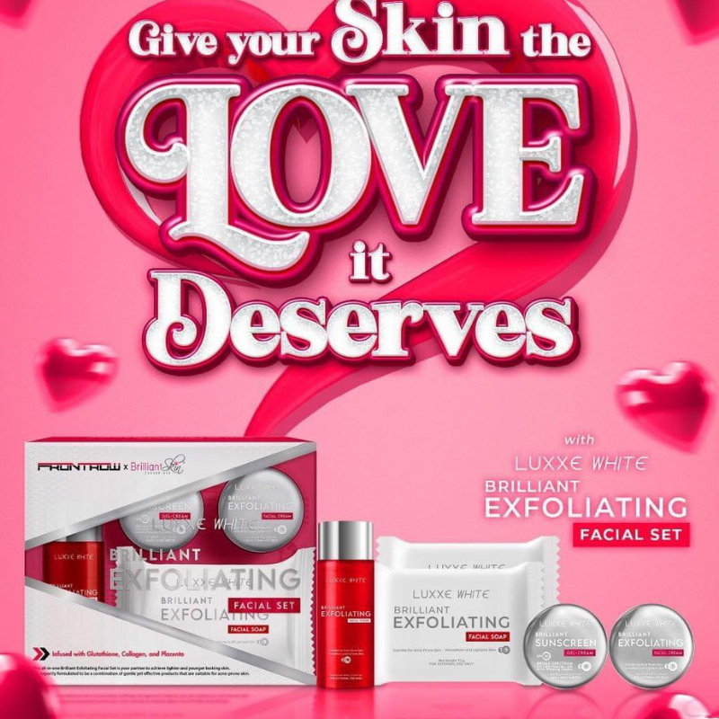 Brilliant Skin Frontrow Exfoliating Set with Glutathione, Collagen & Sunscreen Facial Care Kit ...