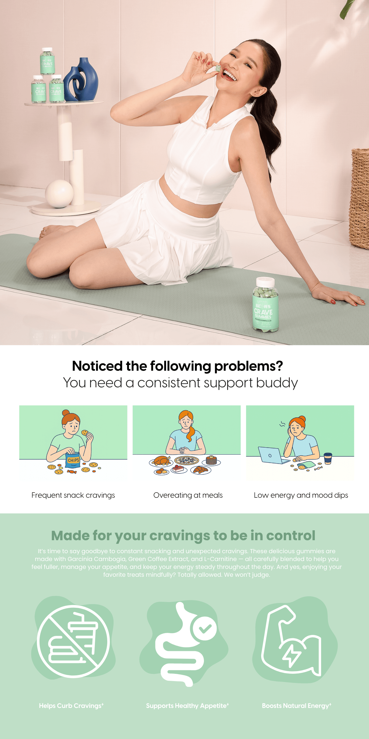 3pcs Vitabears Crave Control Gummies 60s — Appetite Suppressant, L ...