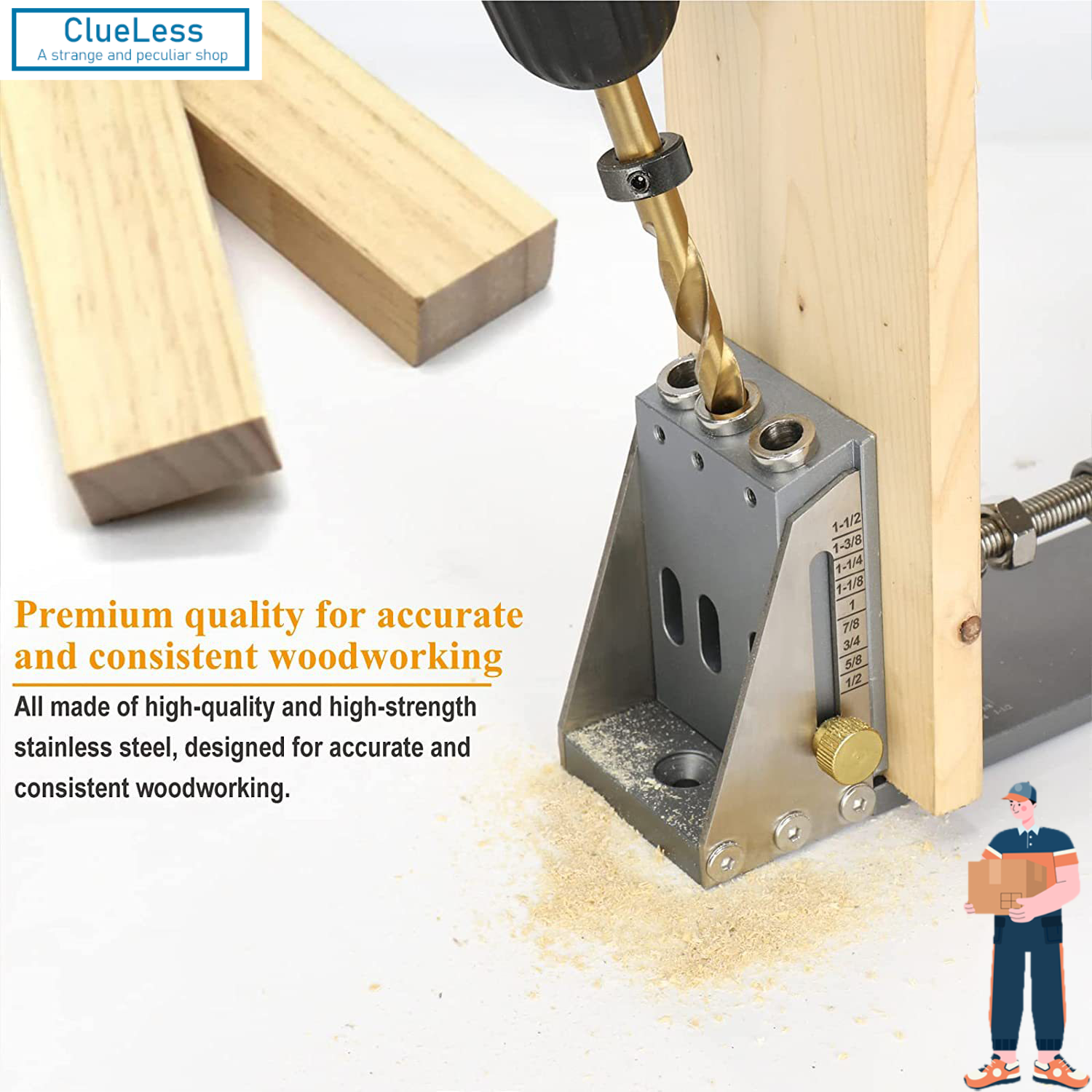 Pocket Hole Locator Jig Kit Aluminum Alloy 15 Degree Angle Oblique Hole ...