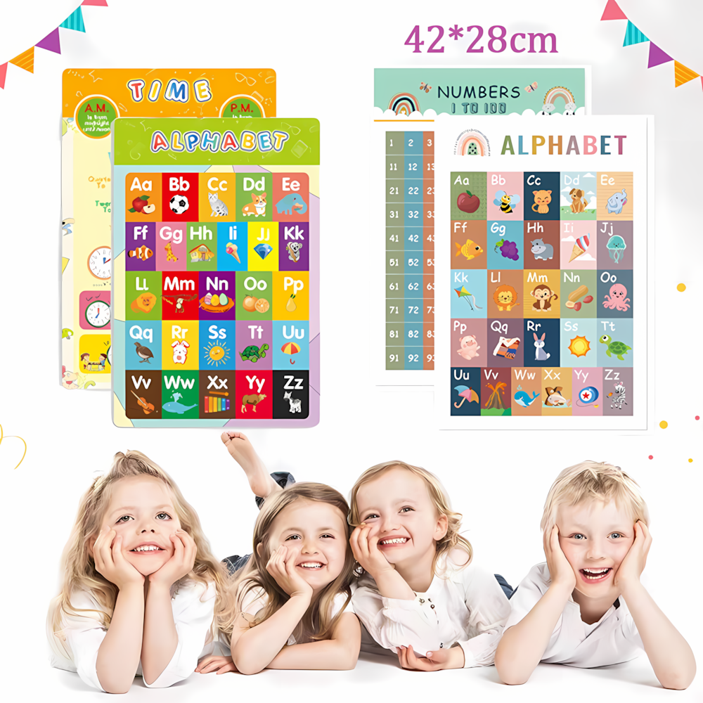 10/16pcs Chart For Kid Educational Set Wall Colors Numbers Alphabet ...