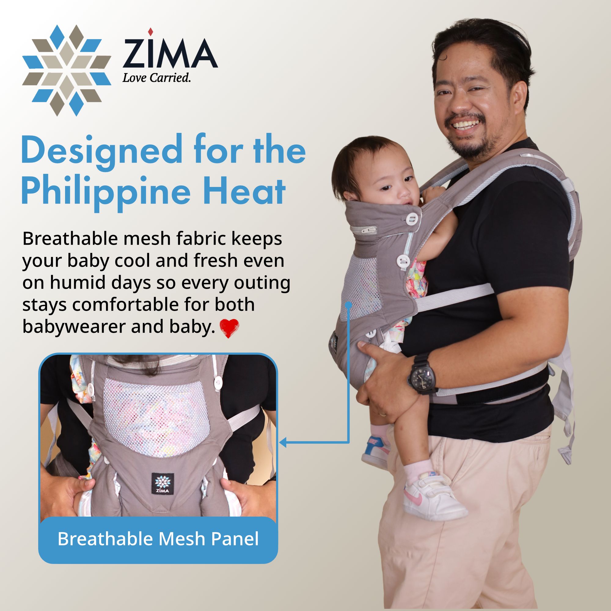 ZIMA MESH ERGONOMIC BABY CARRIER | SAFETY-TESTED, ADJUSTABLE FOR ...