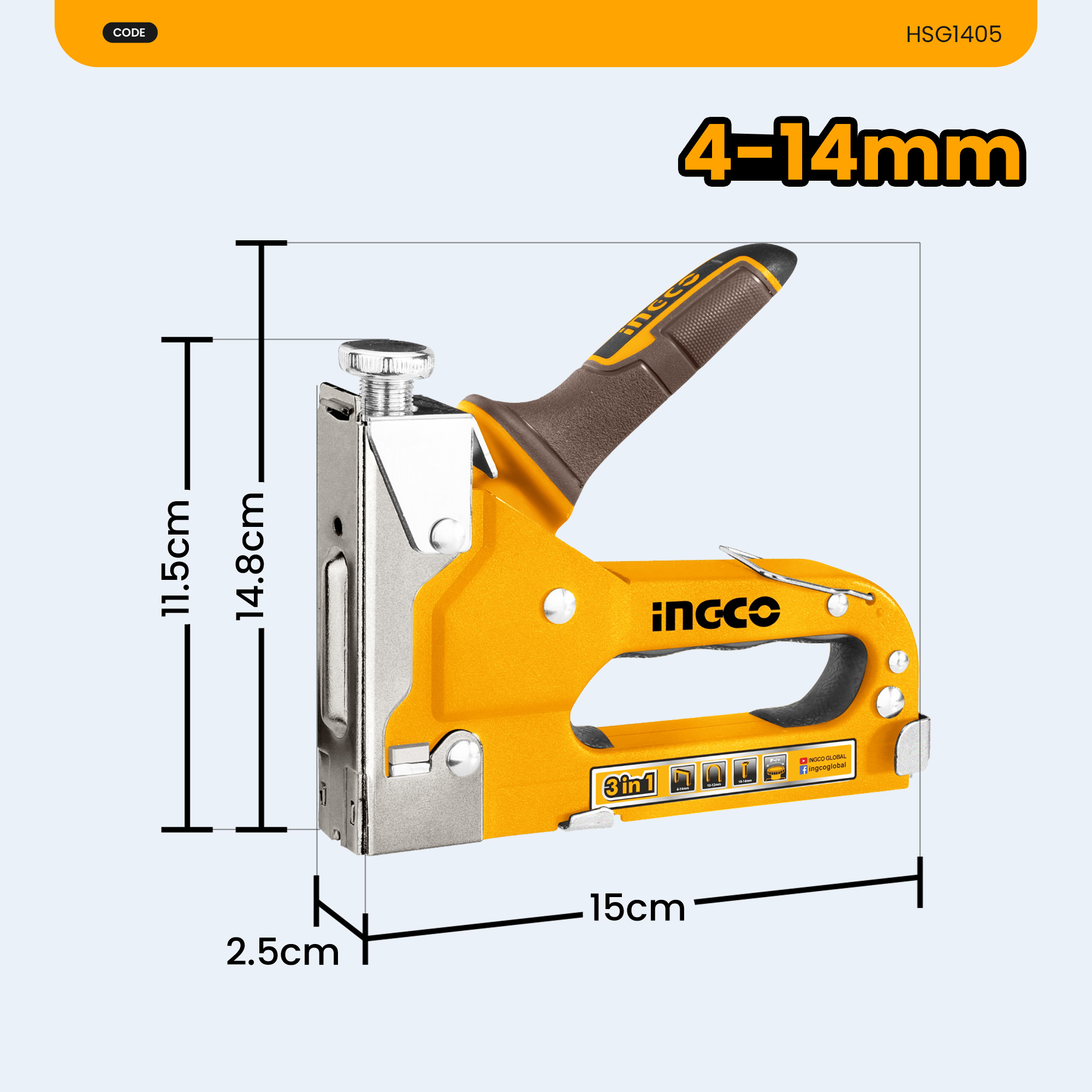 Ingco 3 in 1 Staple Gun Tacker for Furniture HSG1405 IHT | Shopee ...