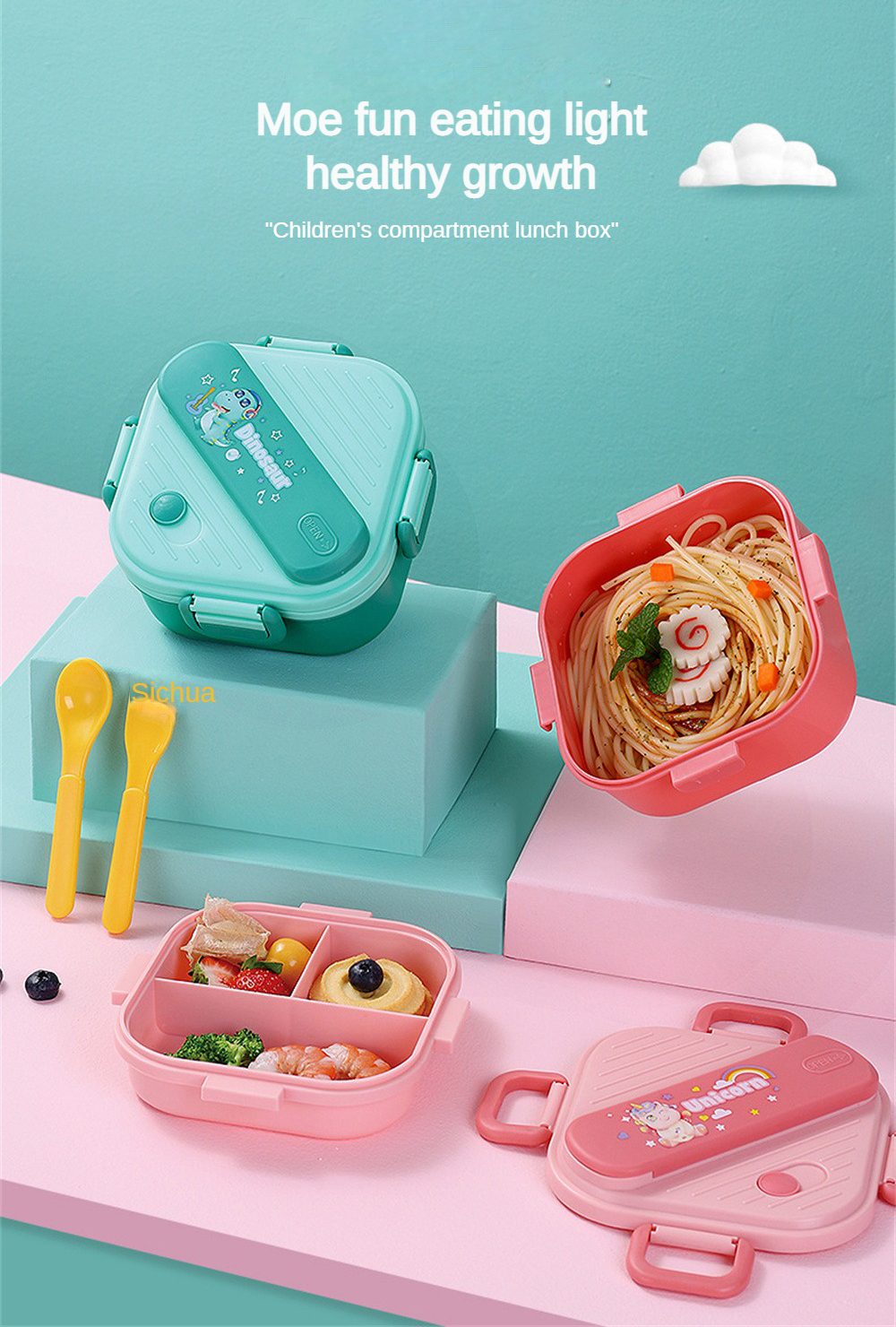Bento Lunch Box Bouble Layer Stacked Microwave Tableware The Latest ...