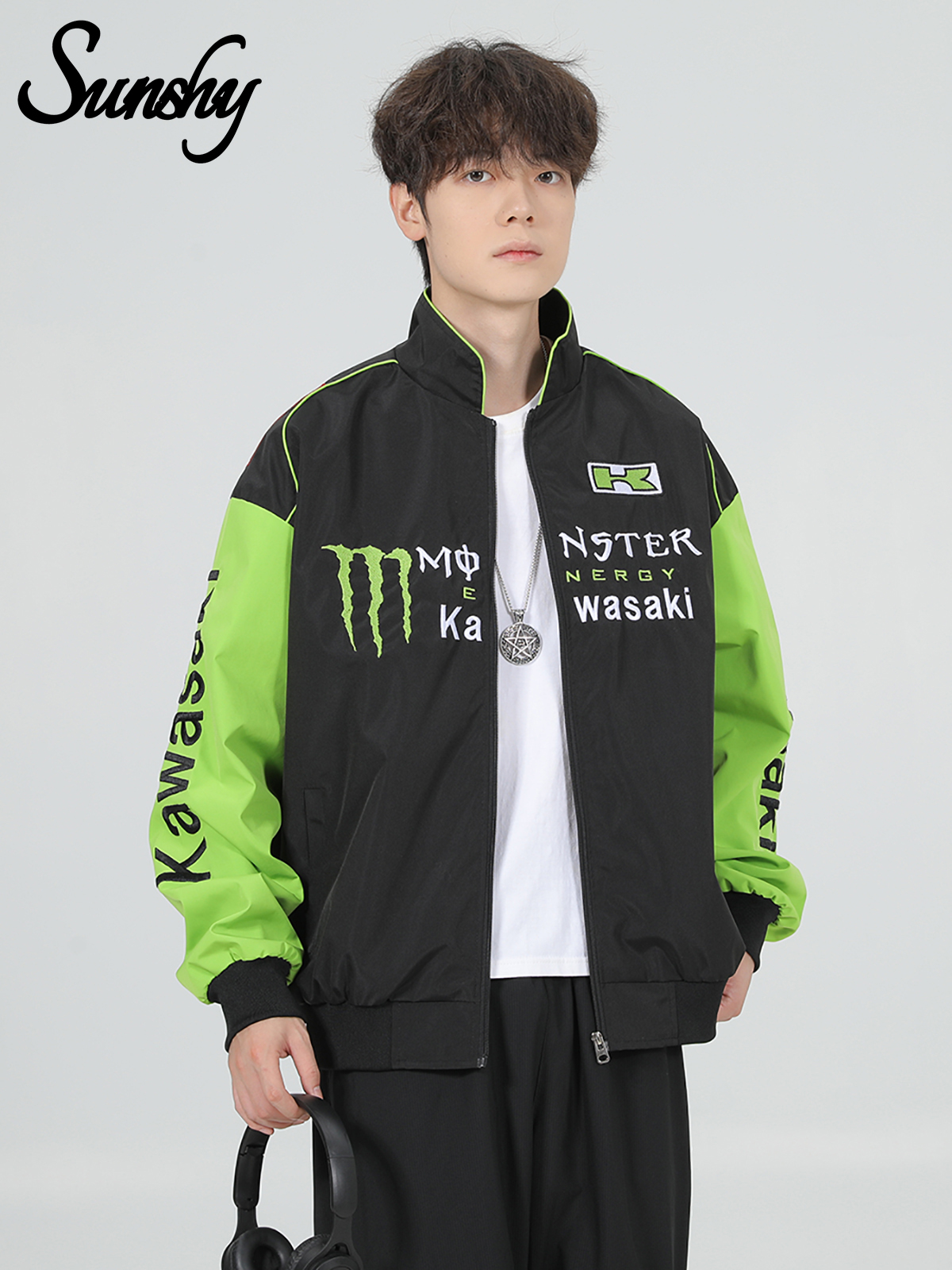 Kawasaki Racing Jacket For Woemn F1 Ferrari Embroidery Bomber Motor ...