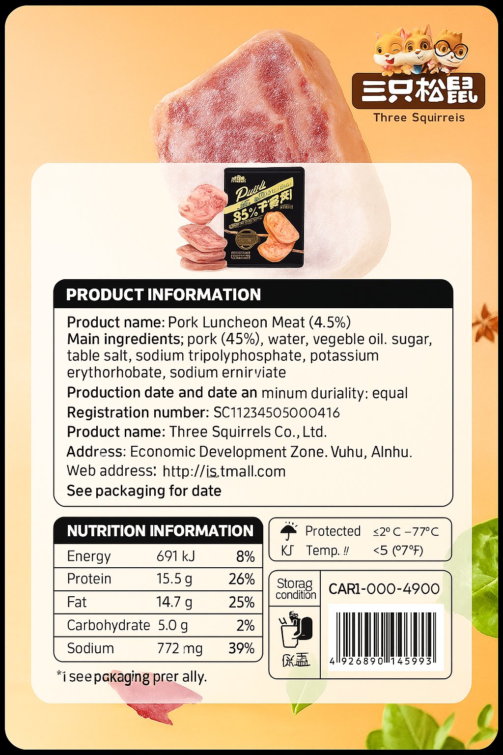 Premium Pork Luncheon Meat 85% Real Meat High Protein, No Preservatives ...
