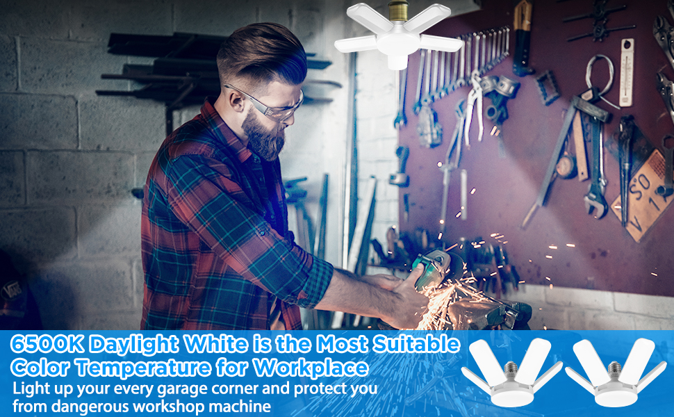 OOKAS Heavy Duty 4/5/6 Blade Ceiling LED Light Bulb Fan Foldable Indoor ...