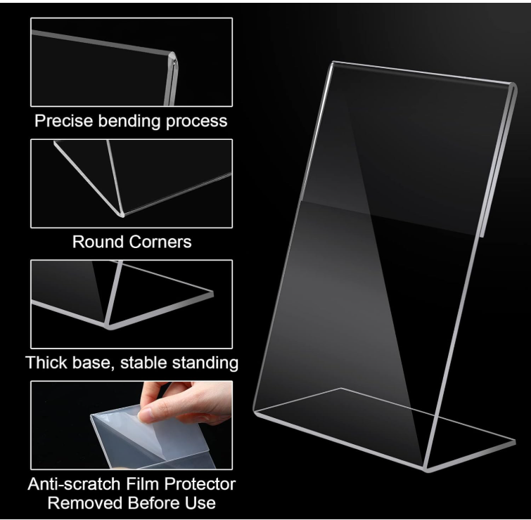 3PCS ACRYLIC SIGN HOLDER SLANT BACK SIGN HOLDERS CLEAR FRAME L SHAPE ACRYLIC DISPLAY STAND FRAME ...