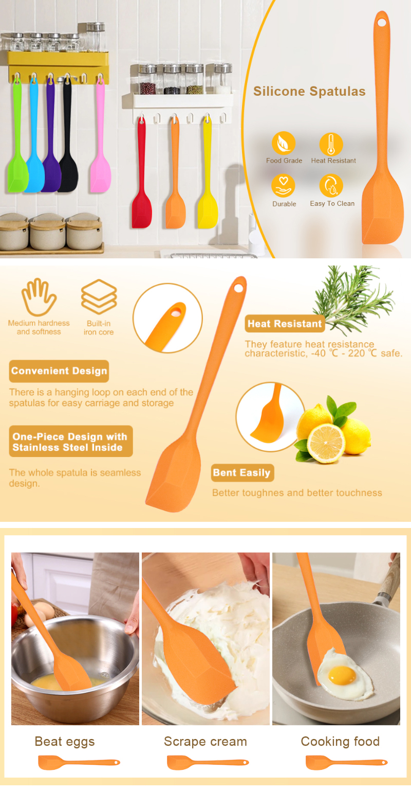 Food Grade Silicone Spatula Baking Cooking Non-Stick Heat Resistant For ...