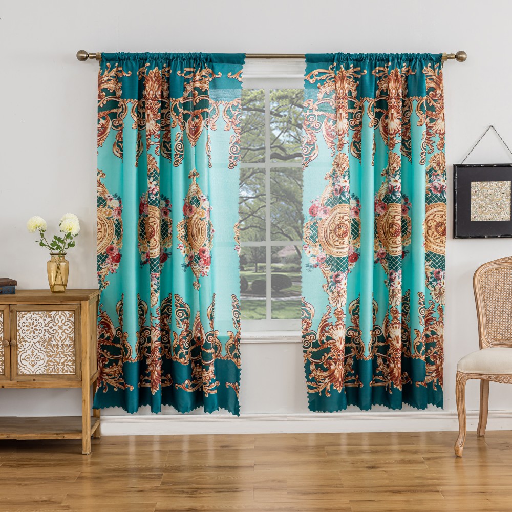 Elegant Curtains 2170 D Series Curtain No Ring 1PC 85x185cm Green Red ...