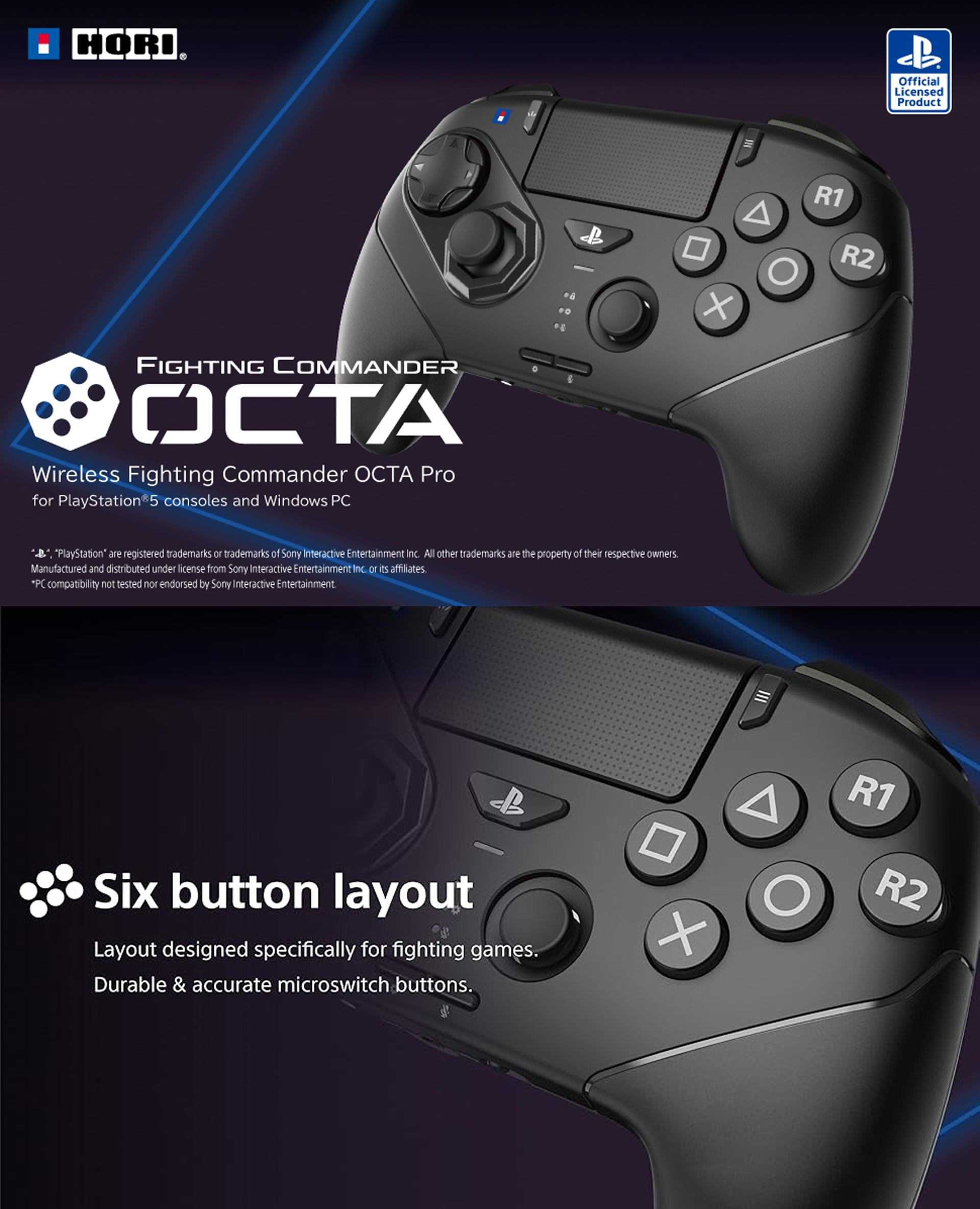 Hori Wireless Fighting Commander OCTA Pro for PS5/PC (SPF-040A ...