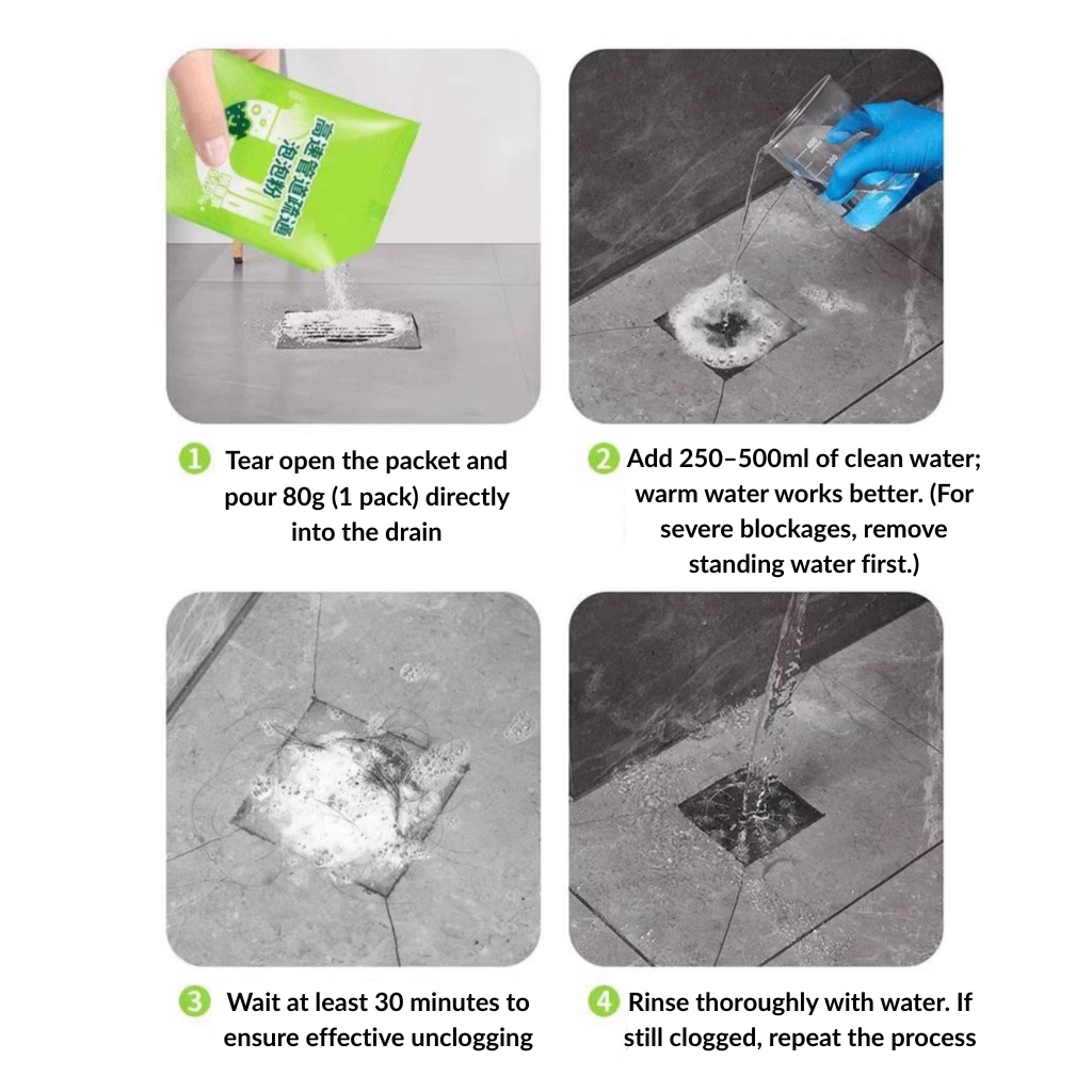Drain Cleaner Powder – Powerful Active Oxygen Unclog Formula for Sink ...