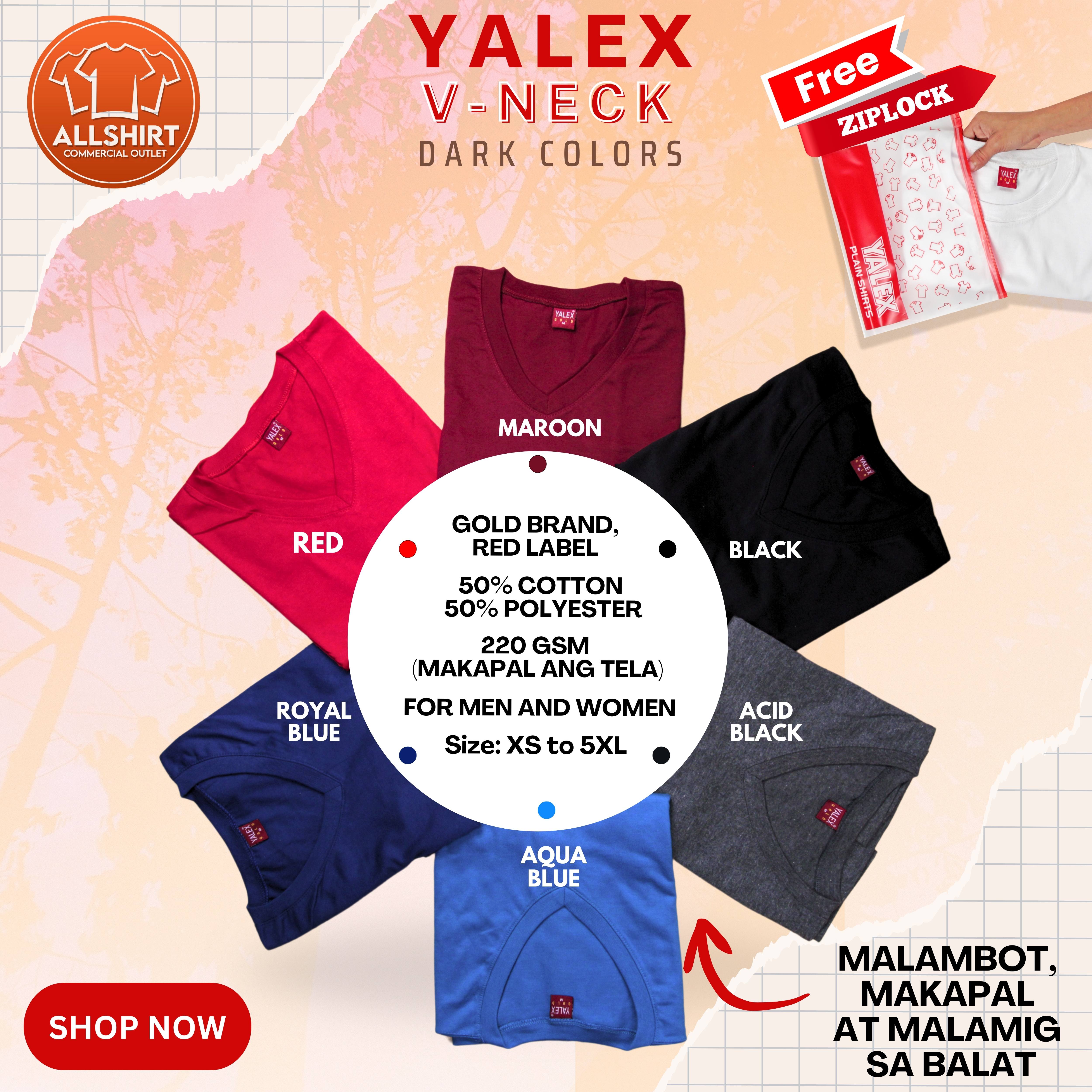 FREE ZIPLOCK! YALEX V-NECK DARK COLORS VNeck Red Label Gold Tag Plain ...