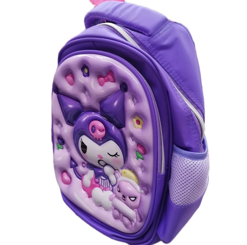 12 Inches Kuromi Backpack Trolley for Kids Girls Double Compartments ...