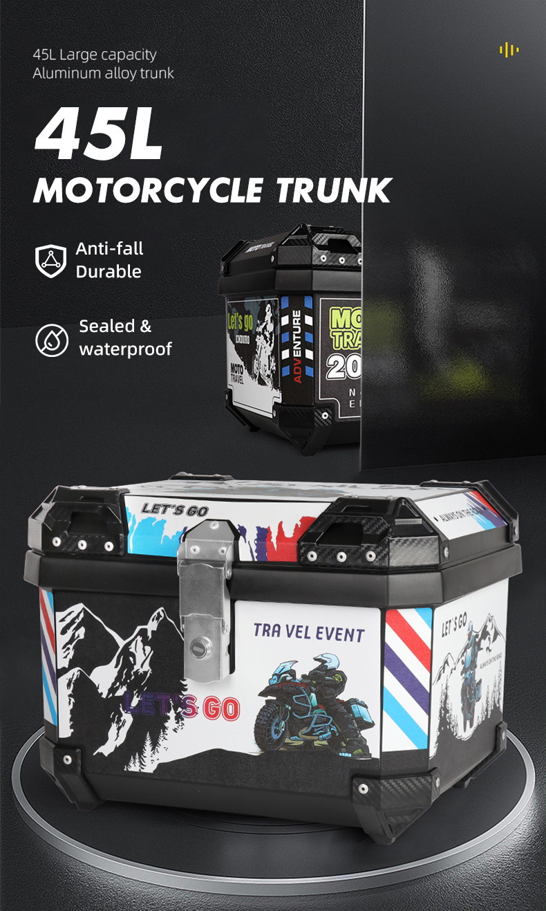 SOARFLY Top Box Motorcycle Alloy Top Box With Bracket Helmet Box Tail ...