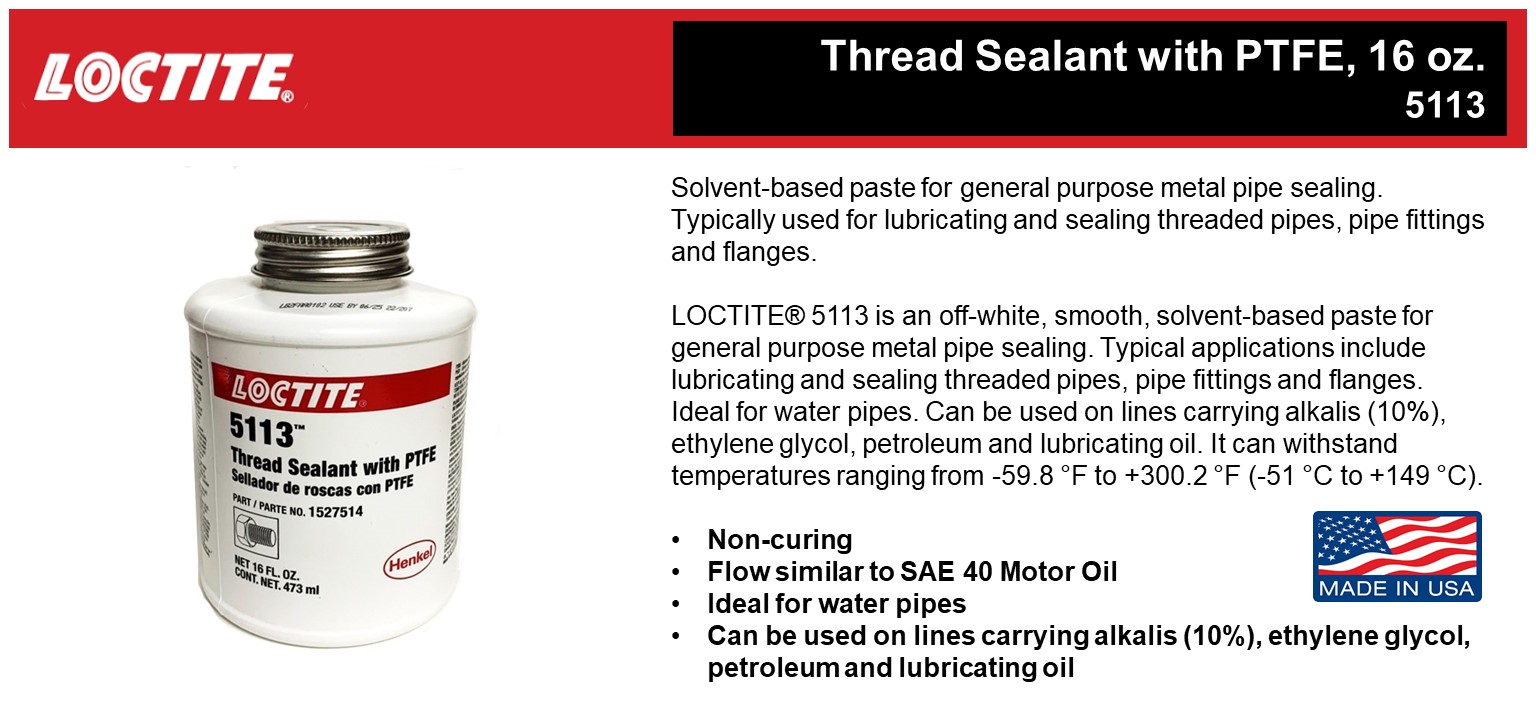Loctite Thread Sealant with PTFE, 16 oz. - 5113 | Shopee Philippines