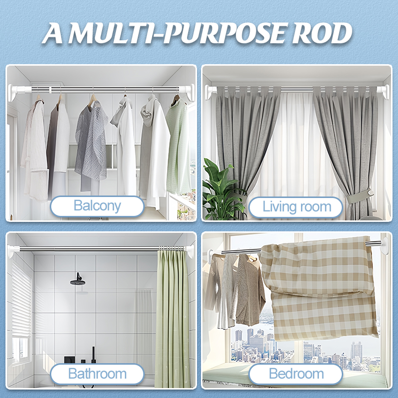 Stainless Steel Curtain Rod Telescopic Rod Adjustable Drying Rack ...