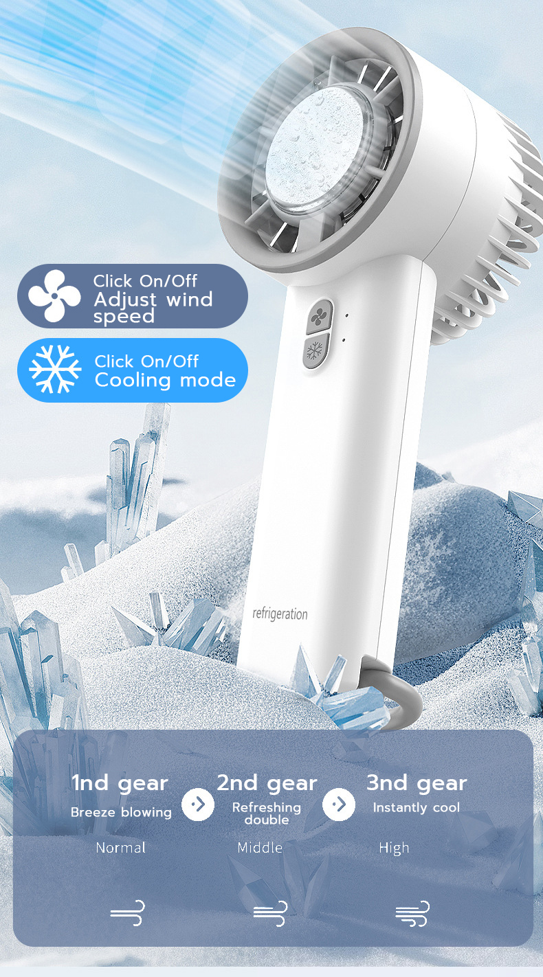 6000mAh Cooling Fan with Refrigeration Portable Fan Rechargeable Turbo ...