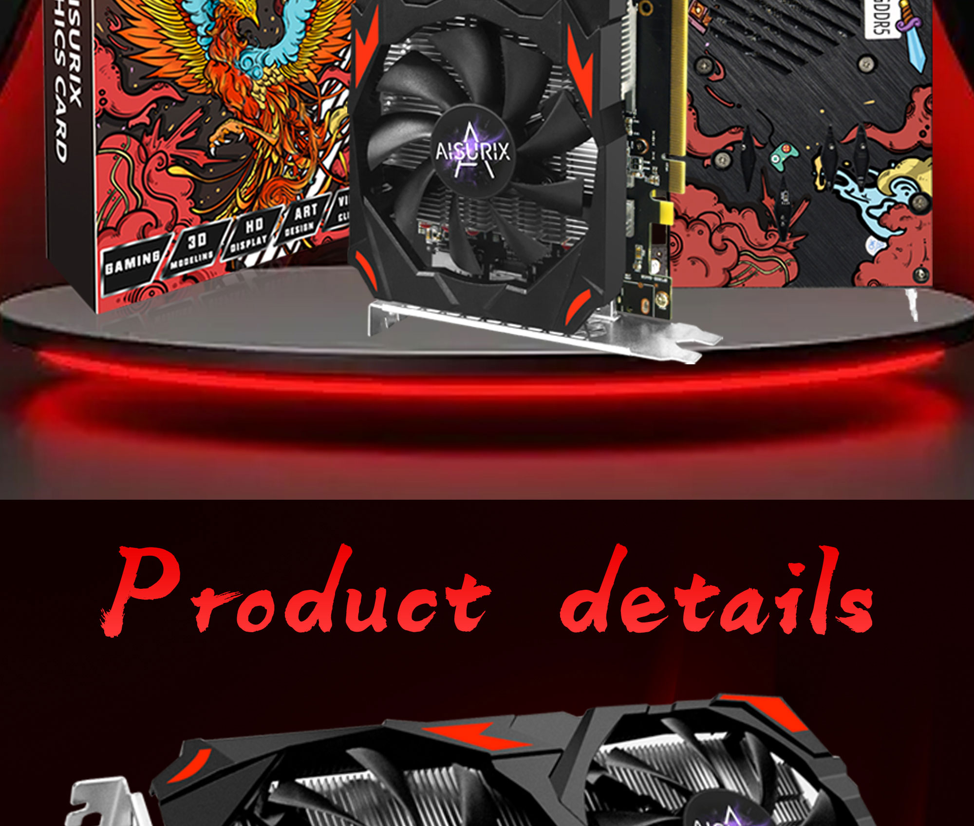 AISURIX Graphics Card RX 580 8GB GDDR5 256Bit 2084SP Computer GPU Video ...