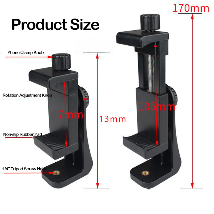 360° Swivel Phone Mount phone Clamp with 1/4" Tripod Mount for Live ...