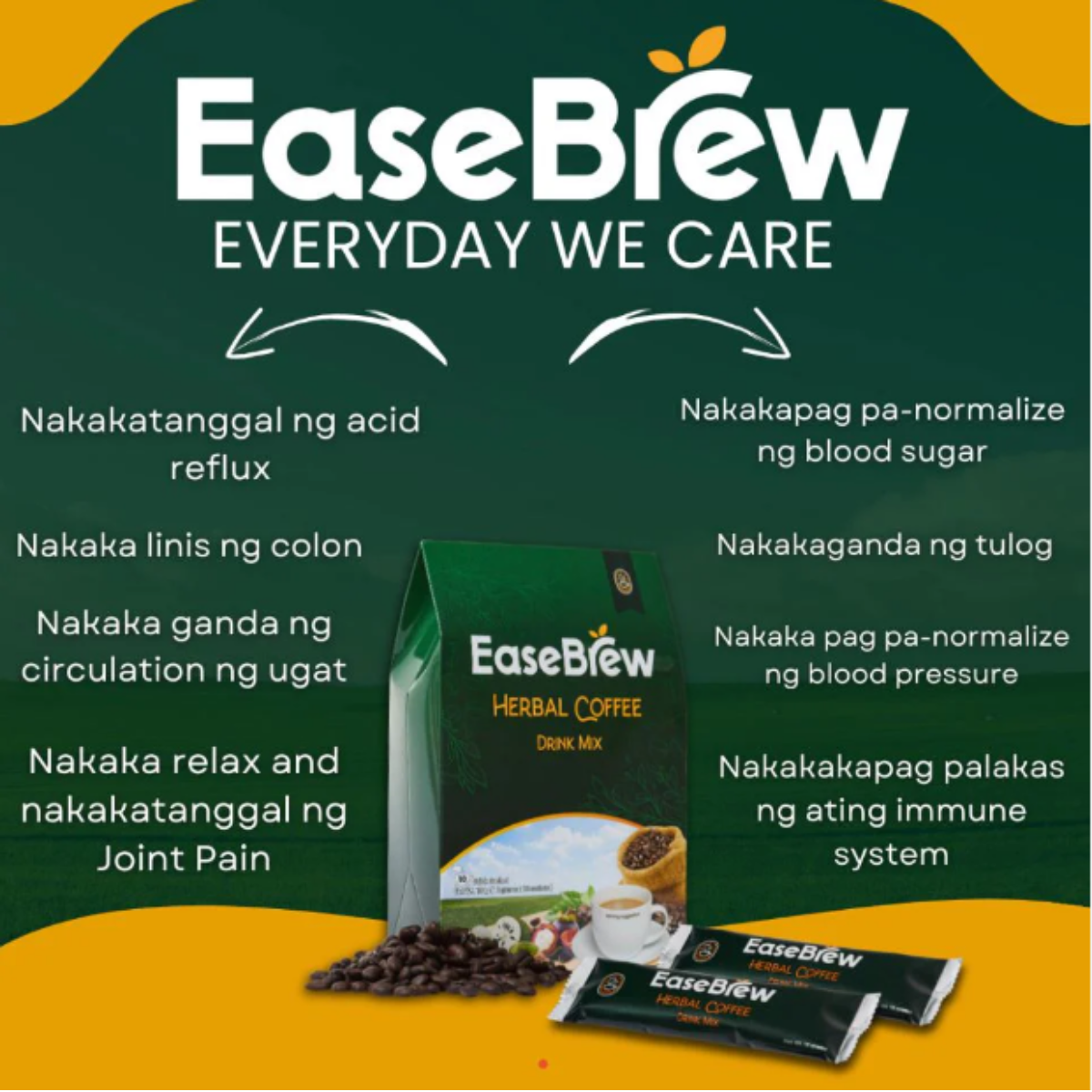 EaseBrew Herbal Coffee Drink Mix Organic - 1 Pouch/10 sachets | Shopee ...