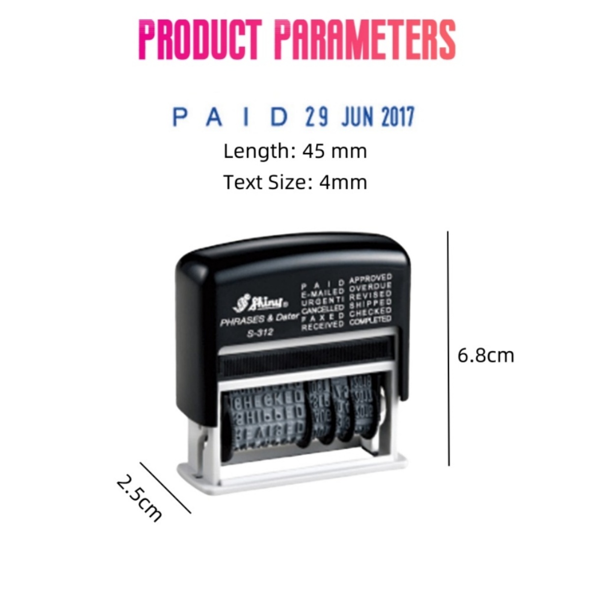 Shiny S312 Office Phrases And Dater Stamp Received Approved Overdue ...