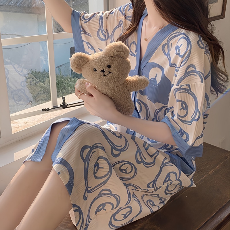 GD V neck style Daster cotton cardigan pantulog dress plus size for ...