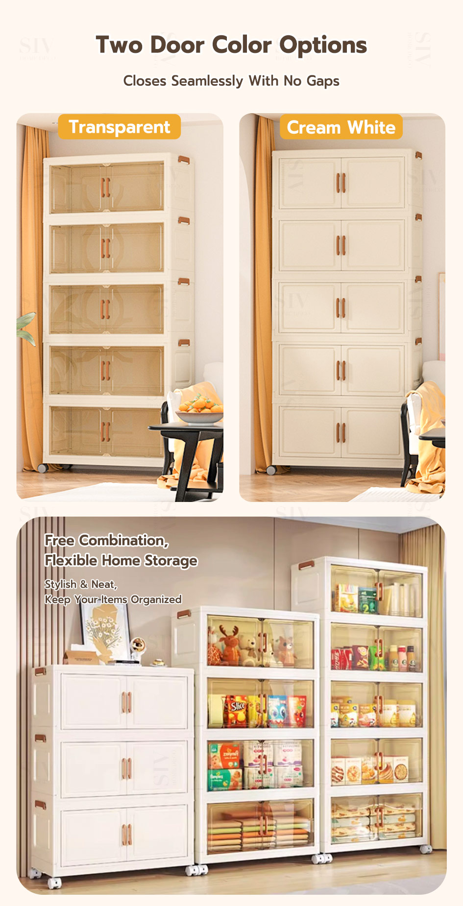 StaxHomedeco 40-60cm Plastic Folding Storage Cabinet Organizer Foldable ...