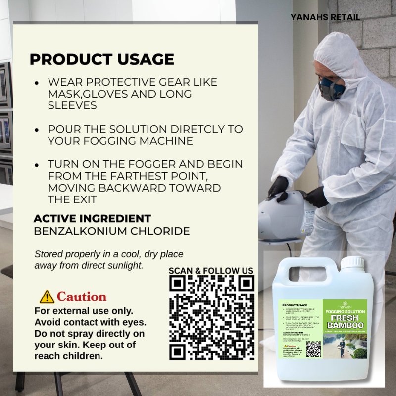FRESH BAMBOO Scent Fogging Disinfectants Solution -Suitable for Fogging ...