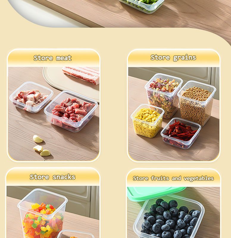 6Pcs Sealed Kitchen Refrigerator Freezer Storage Box Fruits Meat Keep ...