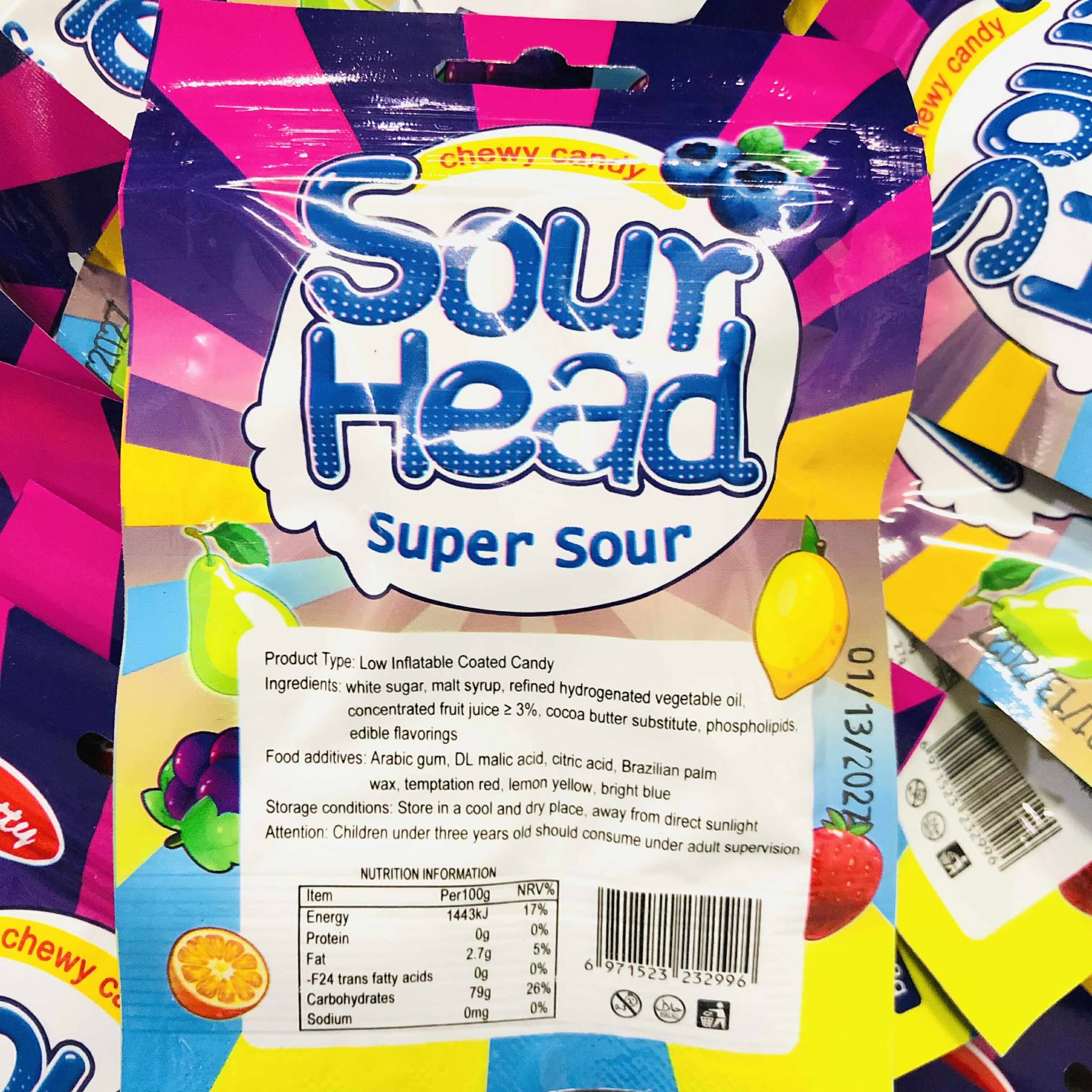30PCS/1BOX SOUR HEAD SUPER SOUR CHEWY CANDY | Shopee Philippines