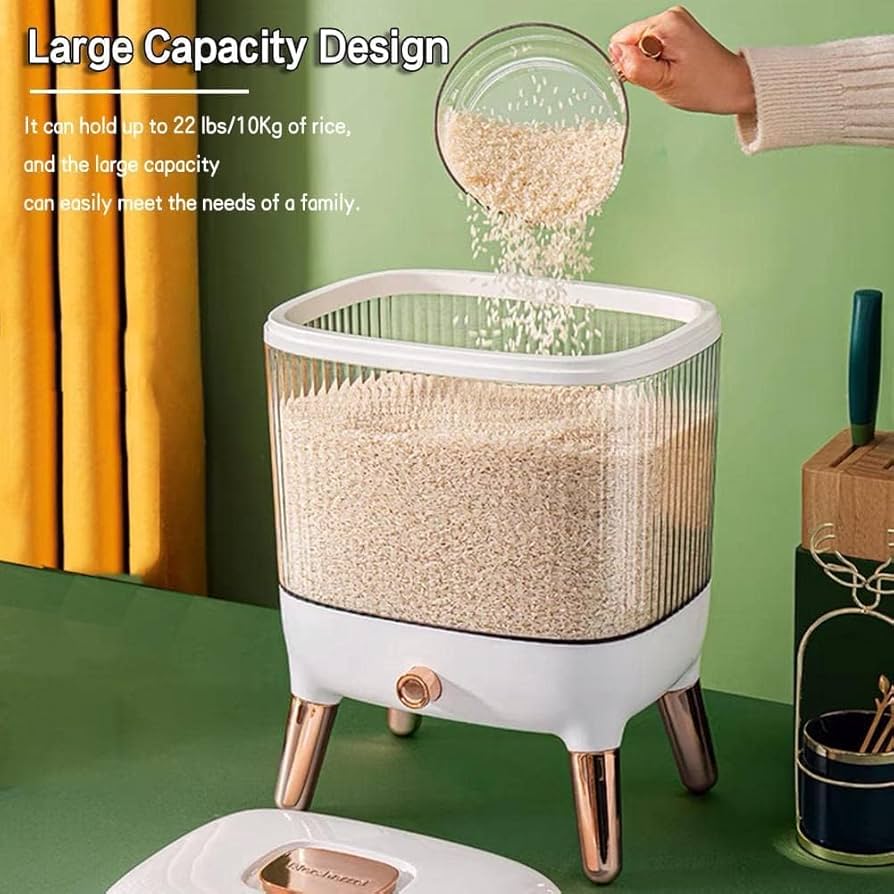 Rice dispenser insect-proof fashion press rice bucket with measuring ...