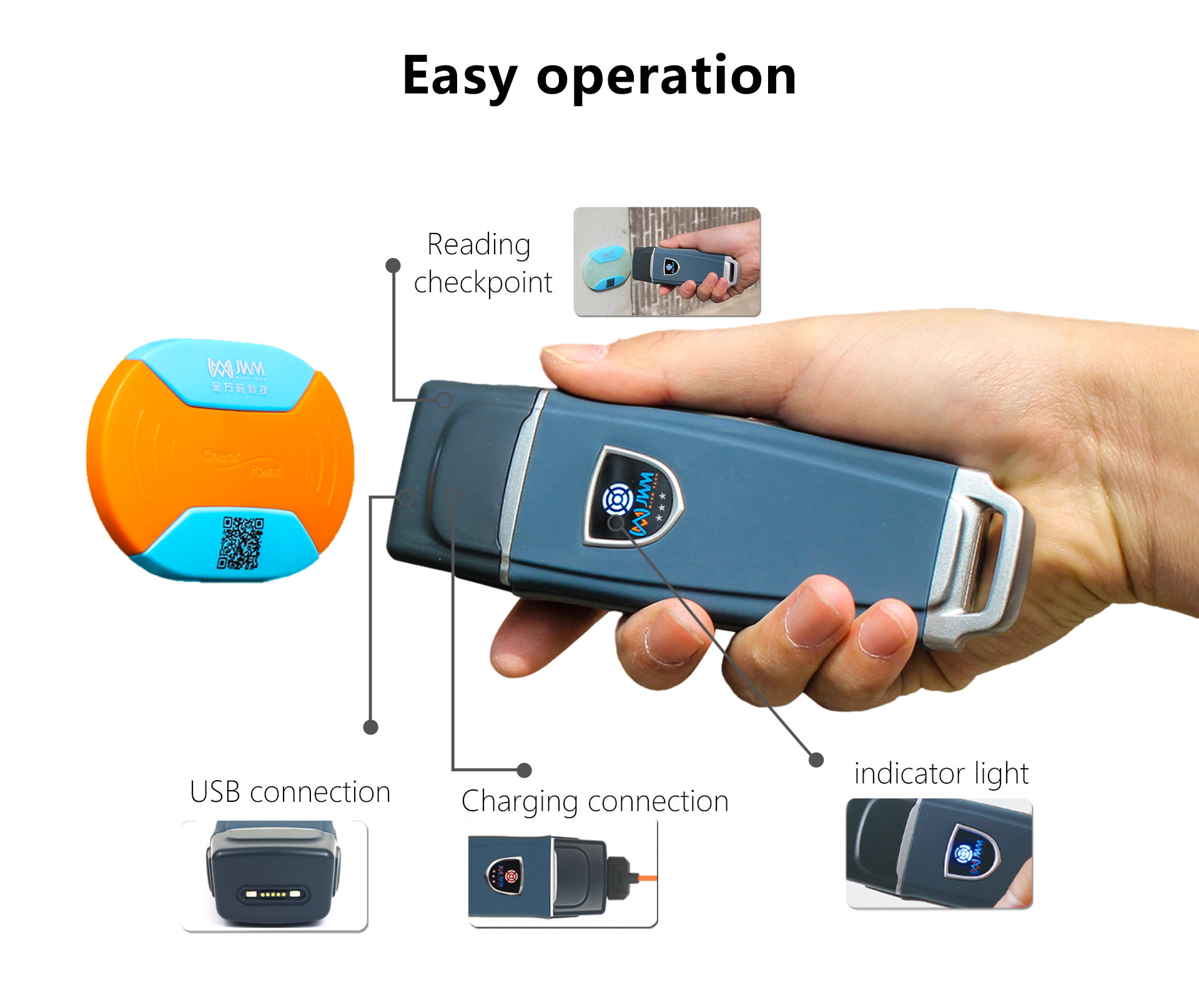 JWM Guard Tour Patrol System Waterproof Guard Patrol Management Reader ...