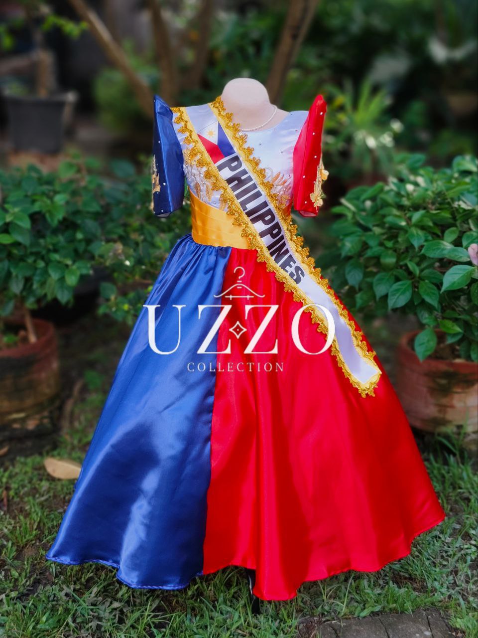 HABLON PH Flag Modern Filipiniana Girls Gown Buwan ng Wika Costume Ages 2-12 UN Day ASEAN Dress ...
