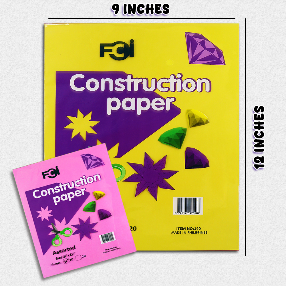 FCI Construction Paper 9x12inches Assorted Colors sold in packs school ...
