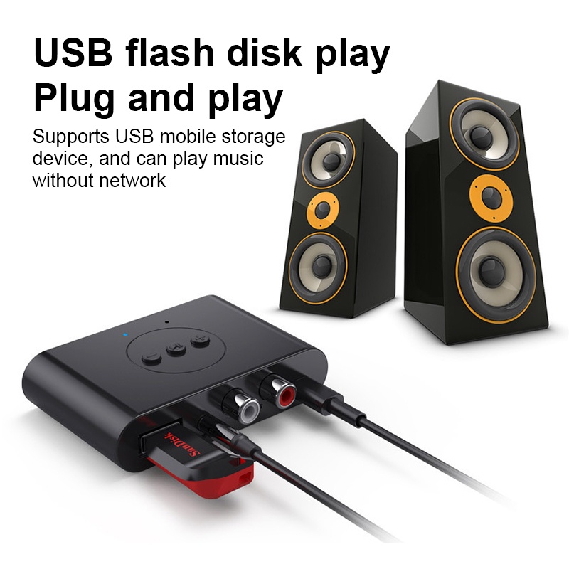 Bluetooth 5.2 Audio Receiver U Disk RCA 3.5mm 3.5 AUX Jack Stereo Music ...
